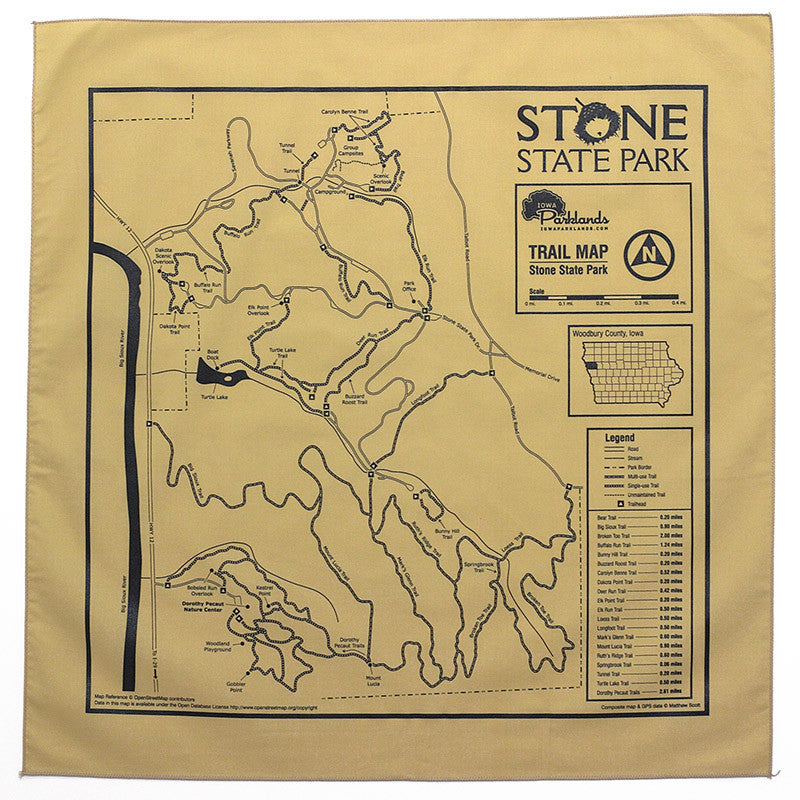 Stone State Park Trail Map Bandanna – Iowa Parklands
